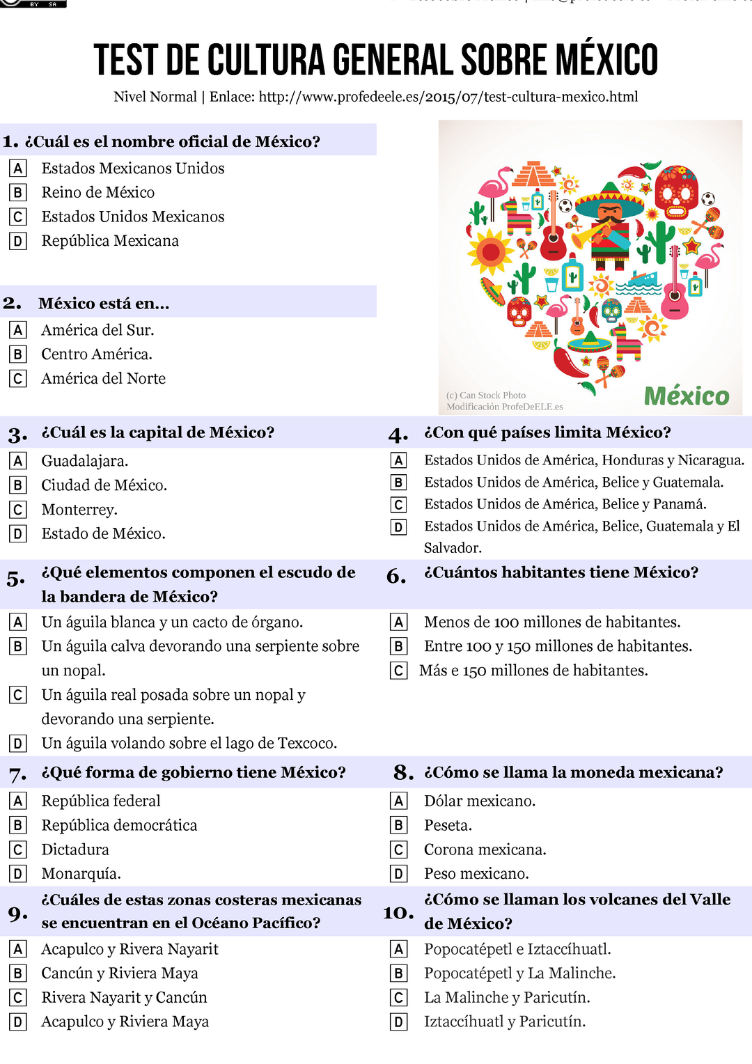 Test de Cultura General Mexicana