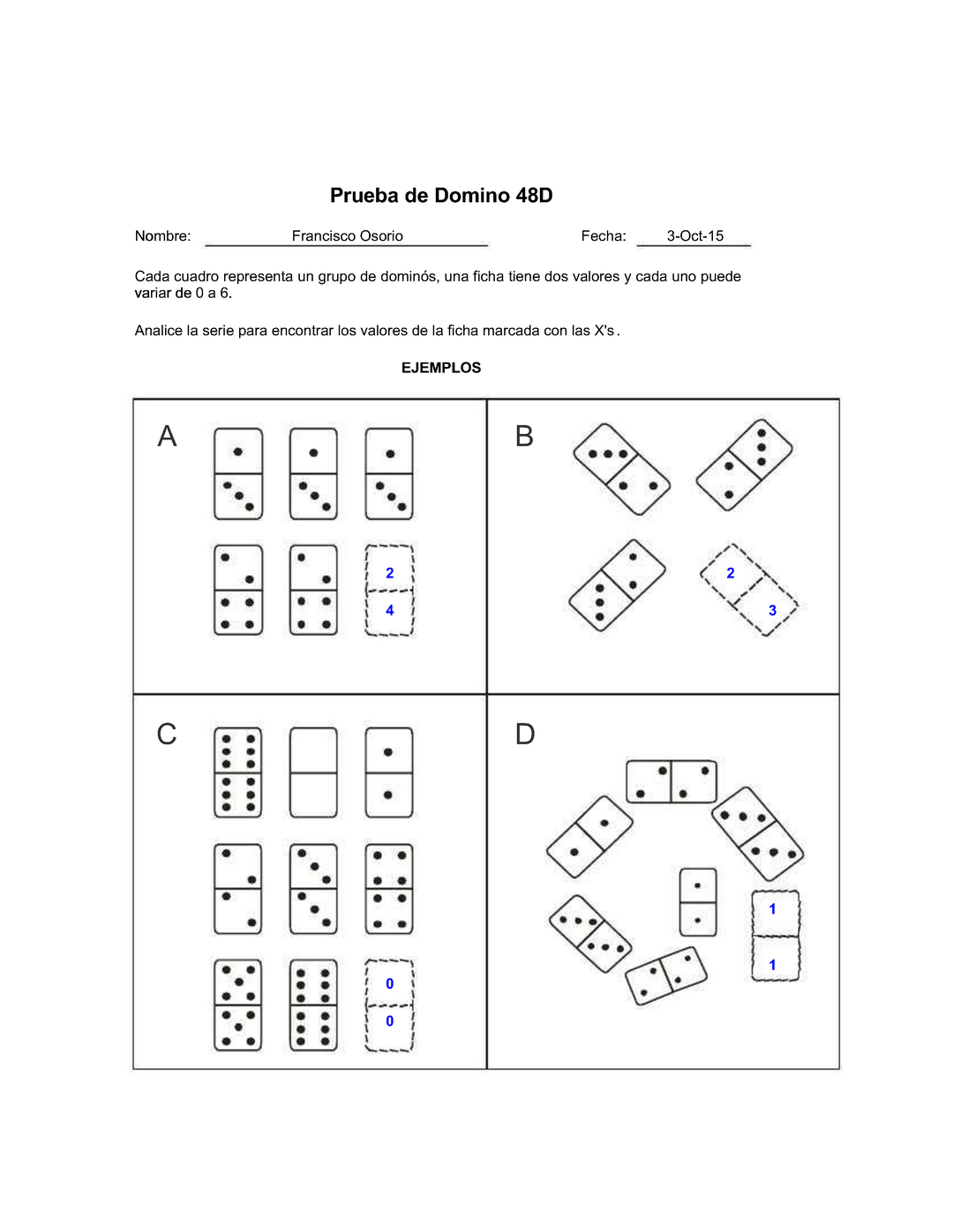 Test de Dominós: Respuestas